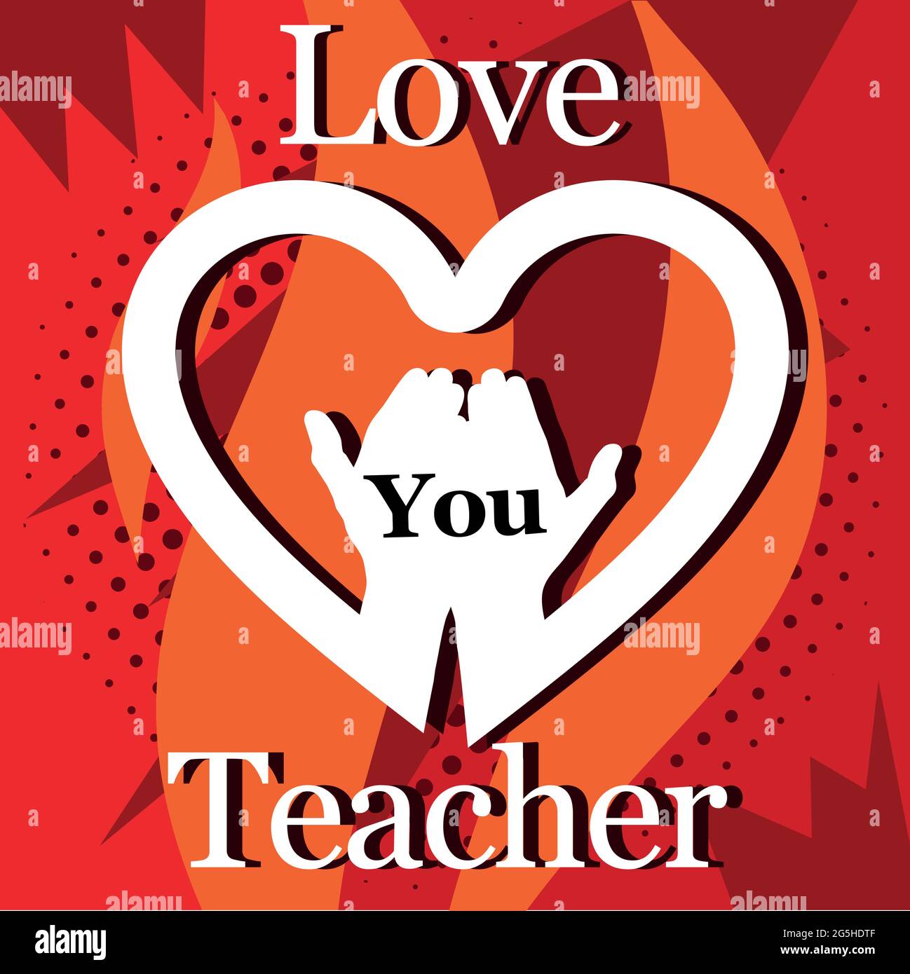 Love you Teacher - card with hand and hearts Stock Vector Image & Art ...