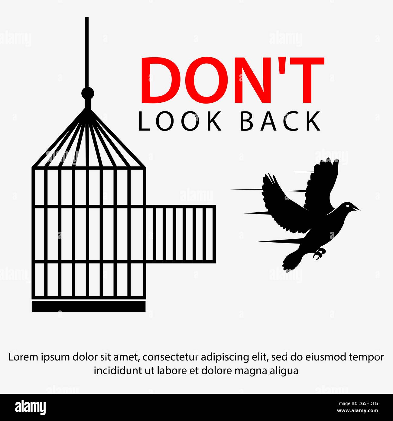 Don't look back with doves and cage. Flat design. Vector Illustration ...