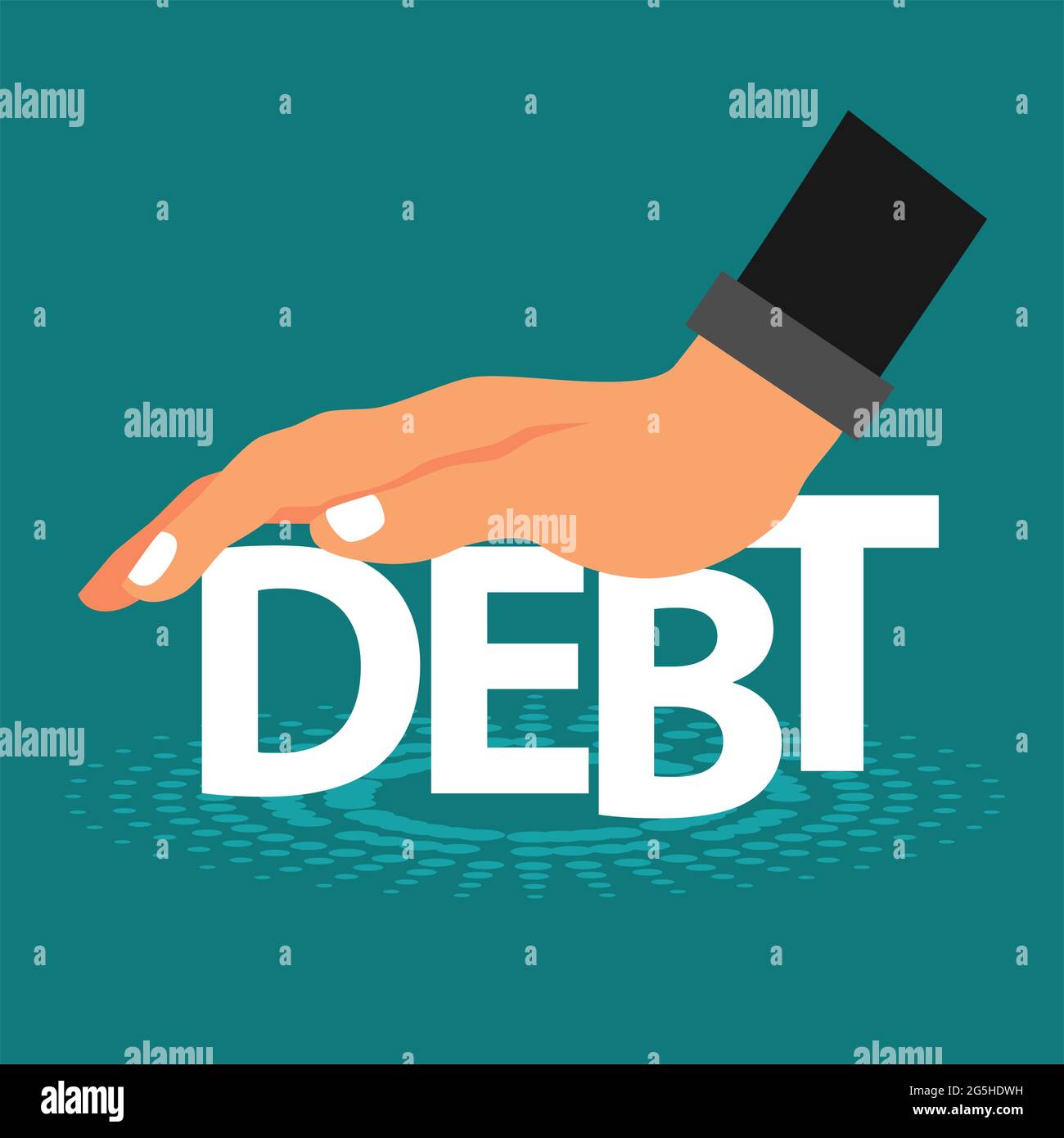 Debt and hand. This theme background is showing the concept of reduce ...