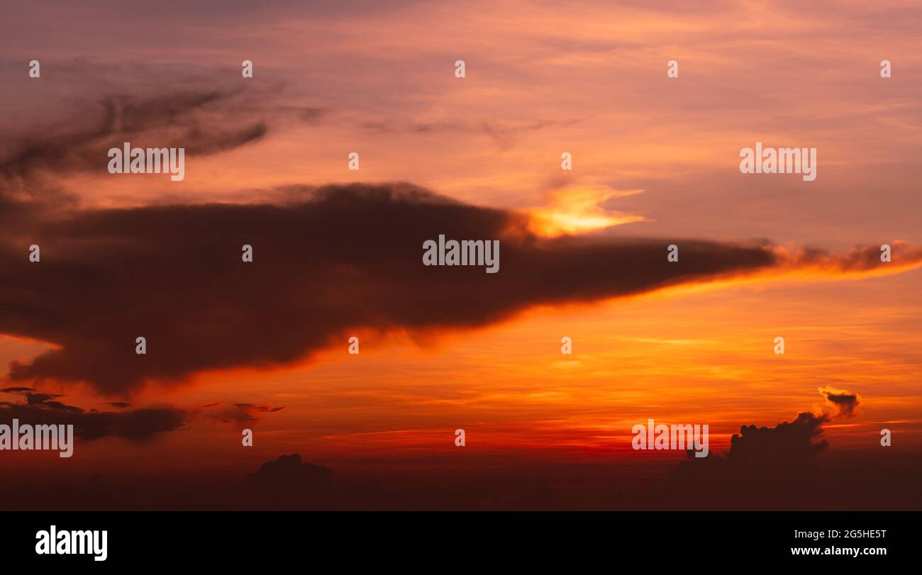 Dramatic red and orange sunset sky and clouds abstract background. Red ...