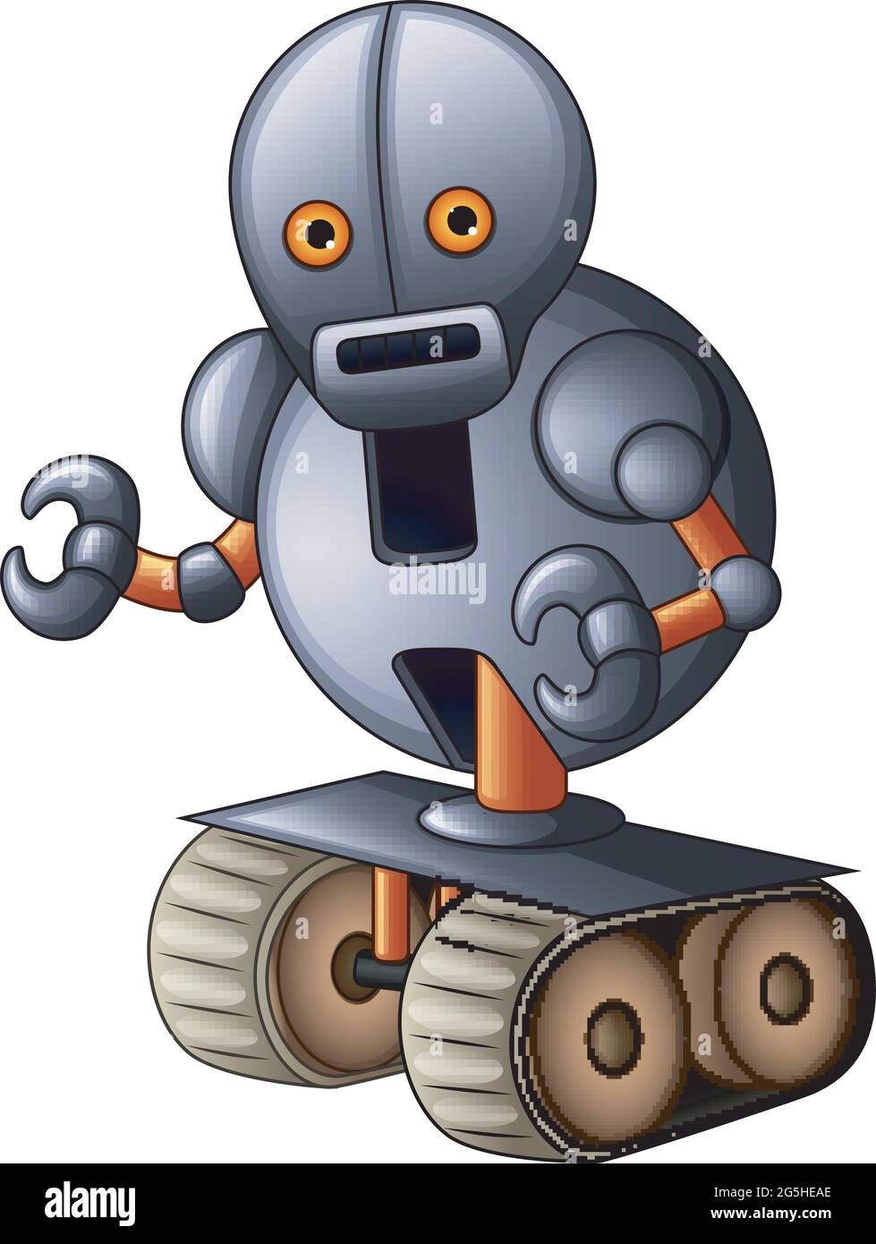 Gray robot cartoon isolated on white background Stock Vector Image ...