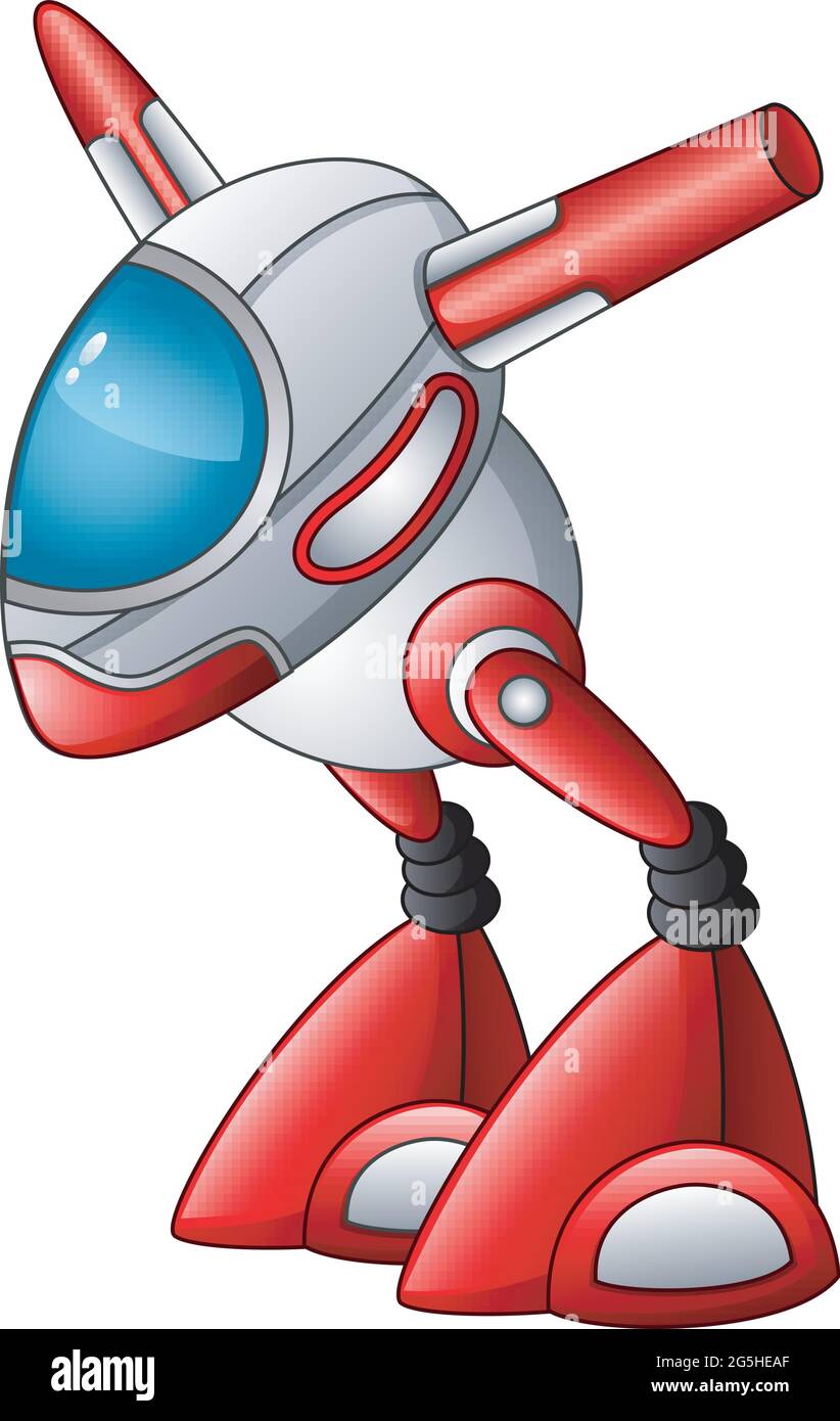 Cute robot cartoon character isolated on white background Stock Vector ...