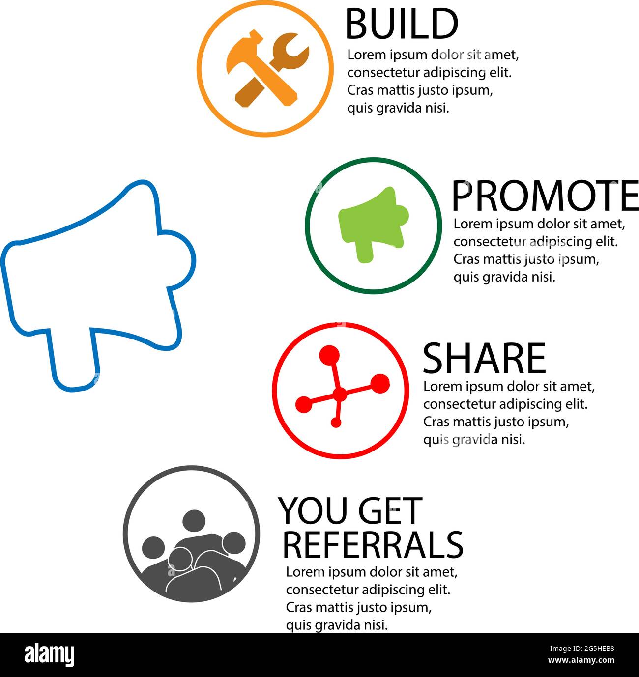 Referral Marketing Guide infographic. flat design Stock Vector Image ...