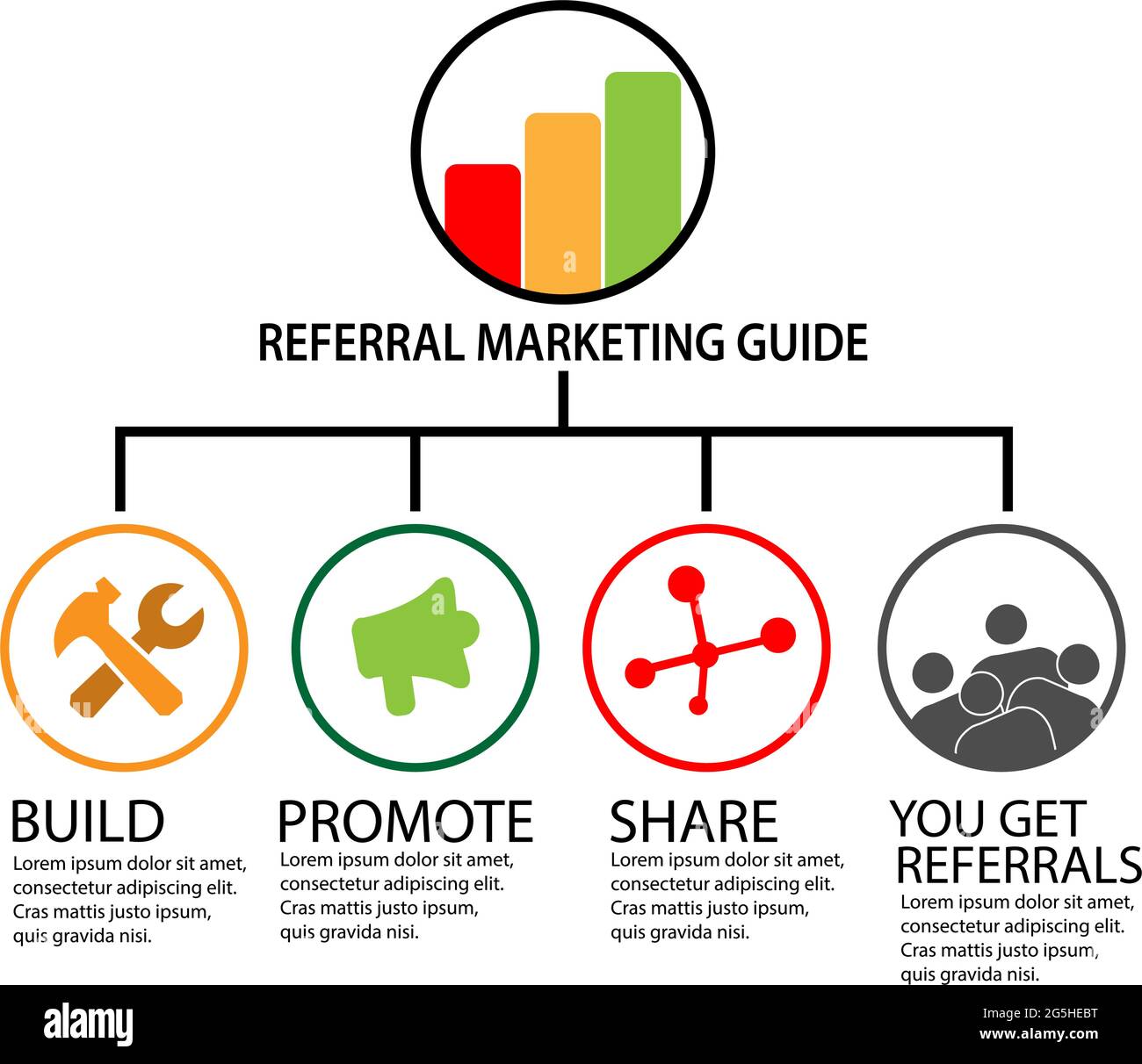 Referral Marketing Guide infographic. flat design Stock Vector Image ...