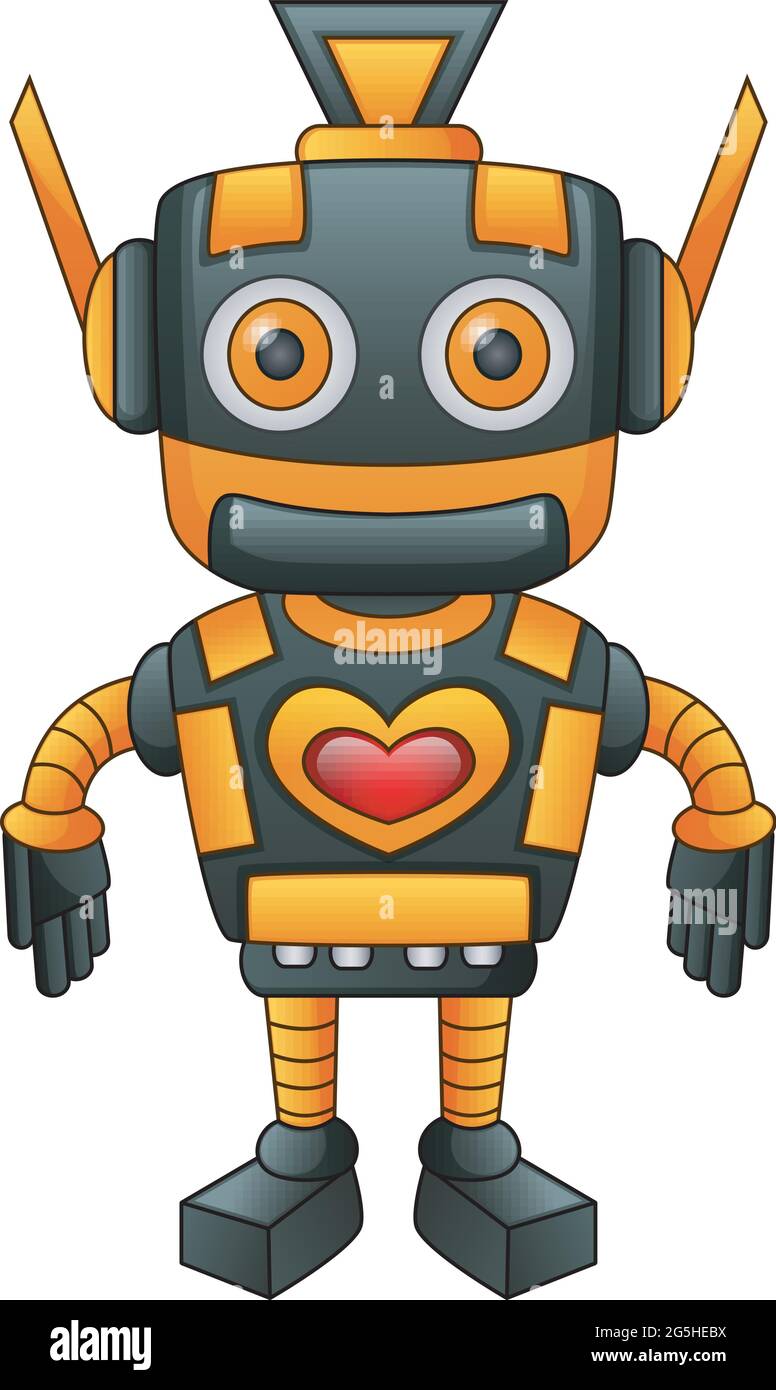 Cute robot cartoon isolated on white background Stock Vector Image ...