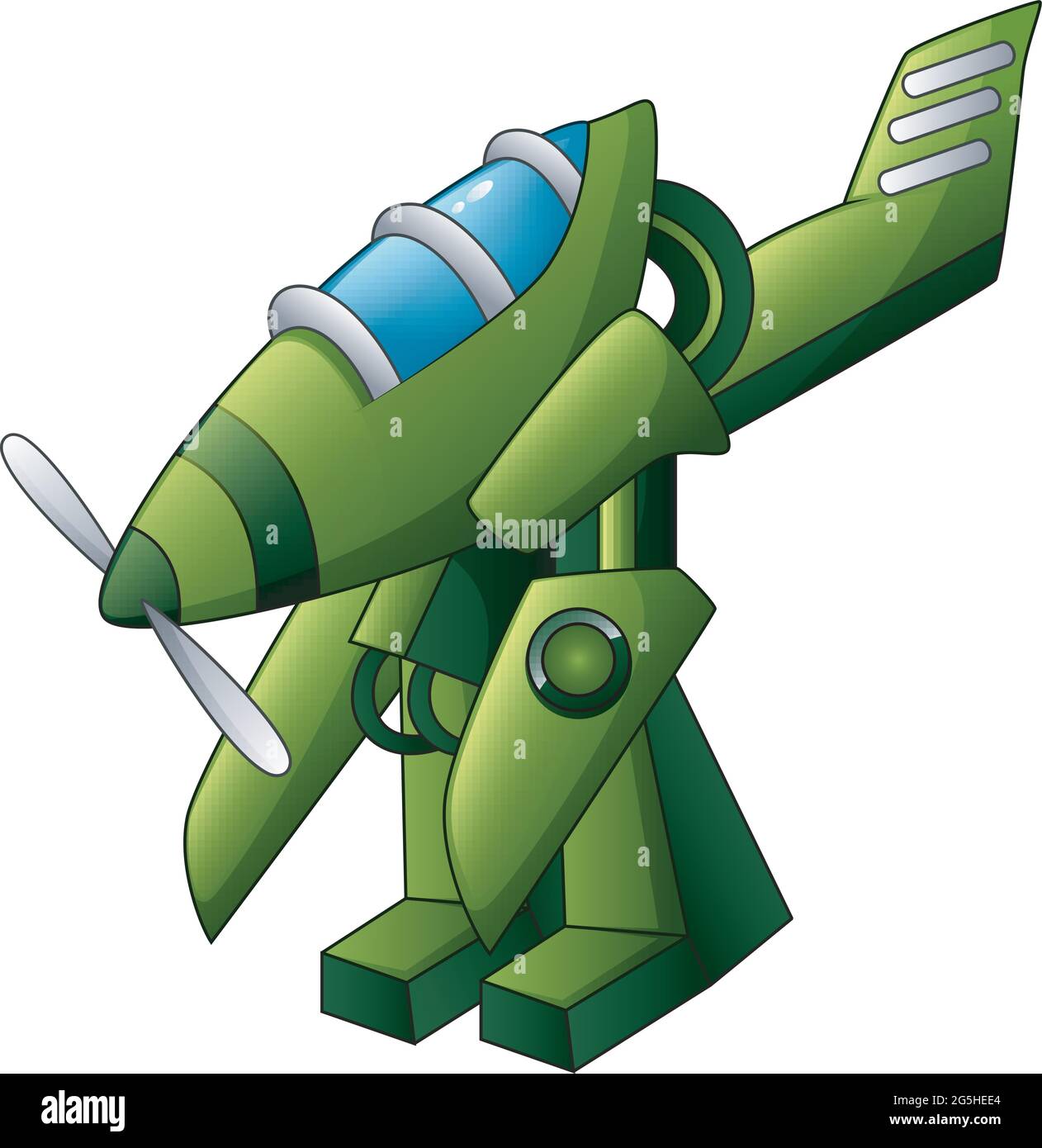 Green robot cartoon character isolated on white background Stock Vector ...