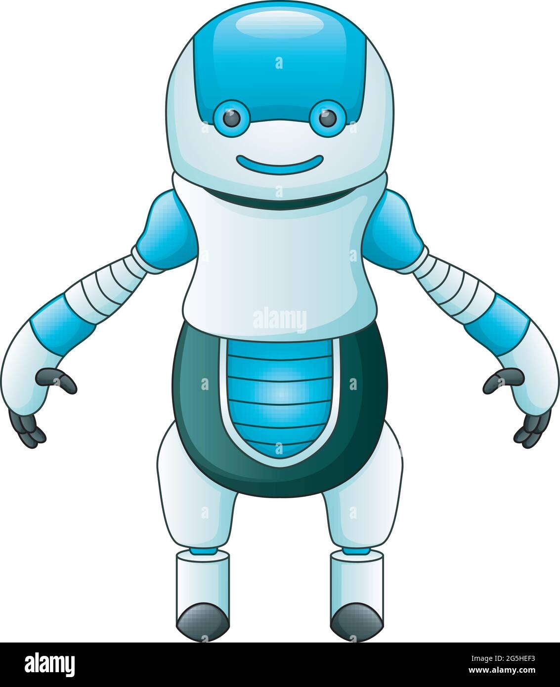 Cute cartoon blue robot isolated on white background Stock Vector Image ...