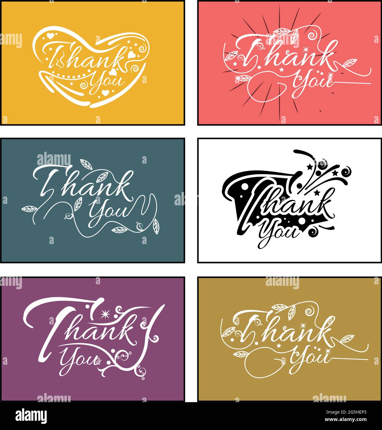 Thank you hand lettering, business card template. vector illustration ...