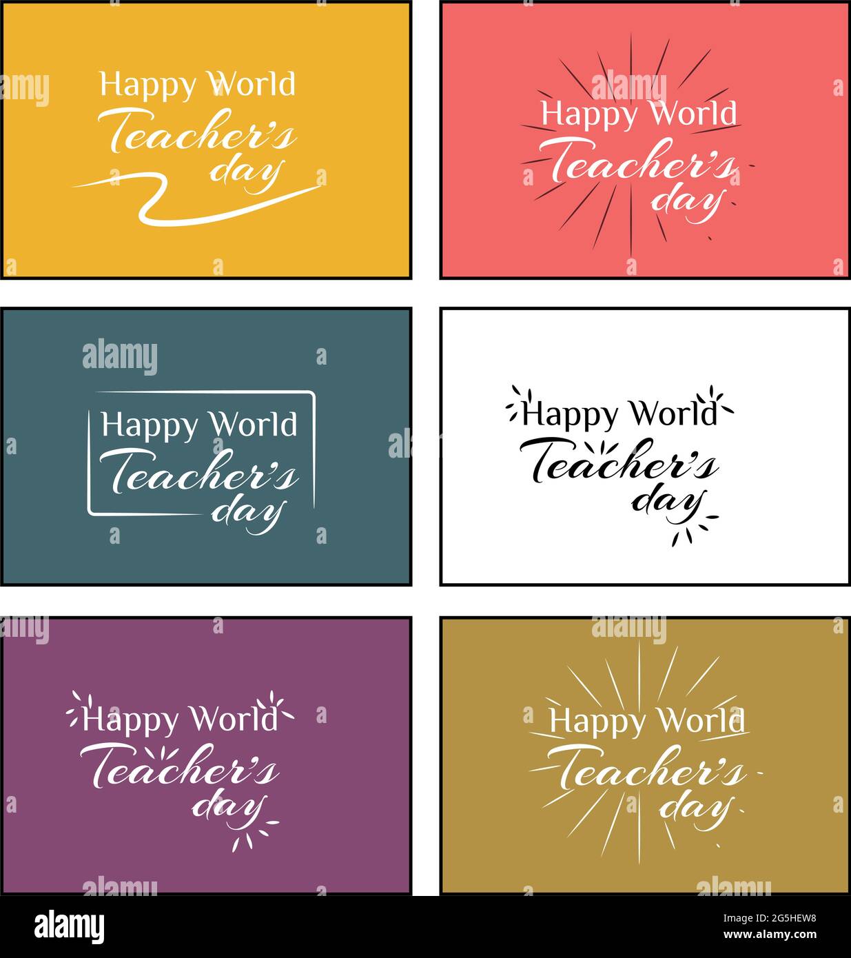 Happy world teacher's day hand lettering business card template. vector ...