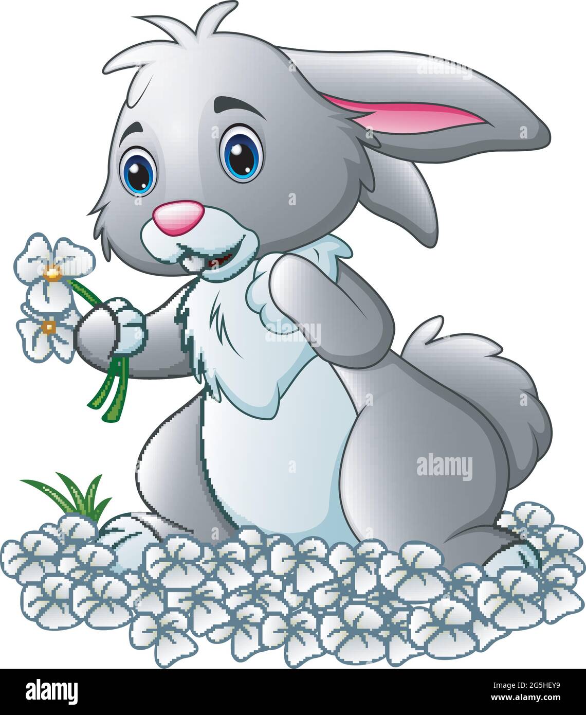 Cartoon rabbit with white flowers background Stock Vector Image & Art ...