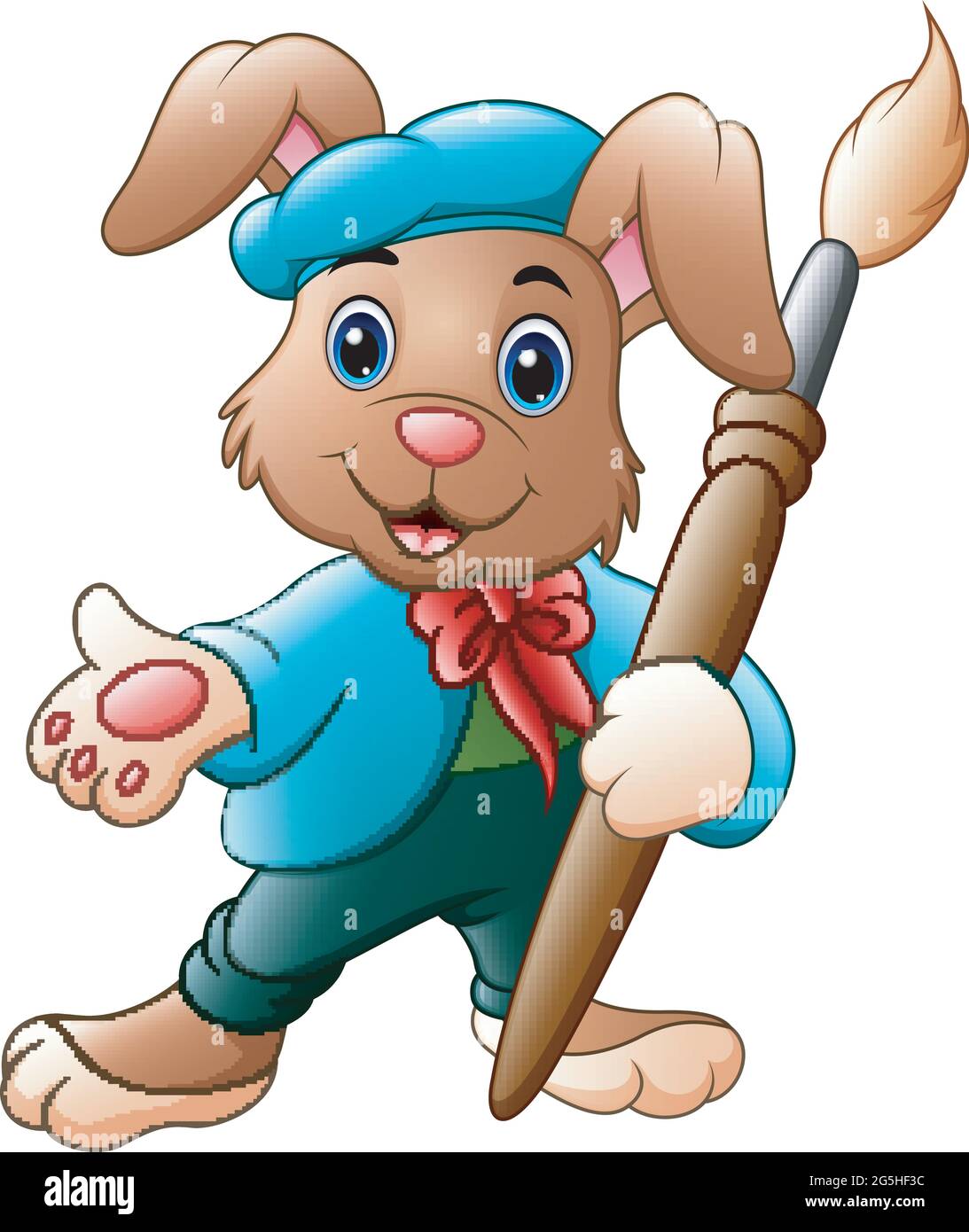 Cartoon rabbit painter holding brush Stock Vector Image & Art - Alamy