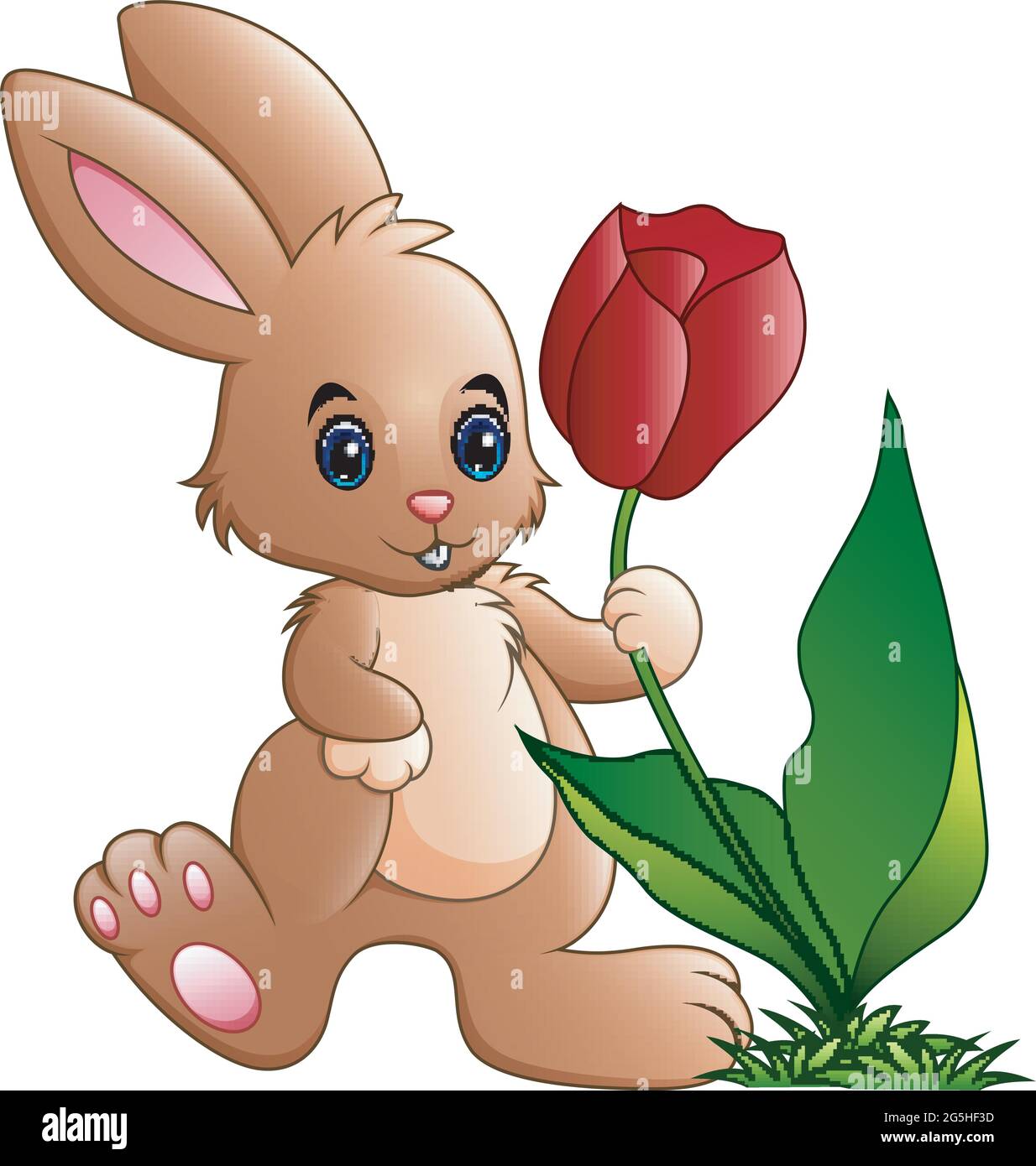Cute little bunny cartoon holding a flower Stock Vector Image & Art - Alamy
