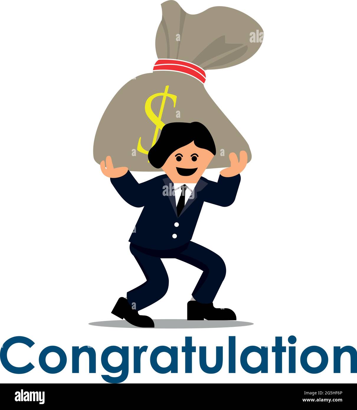 Congratulations on getting a prize money. Vector illustration on white ...