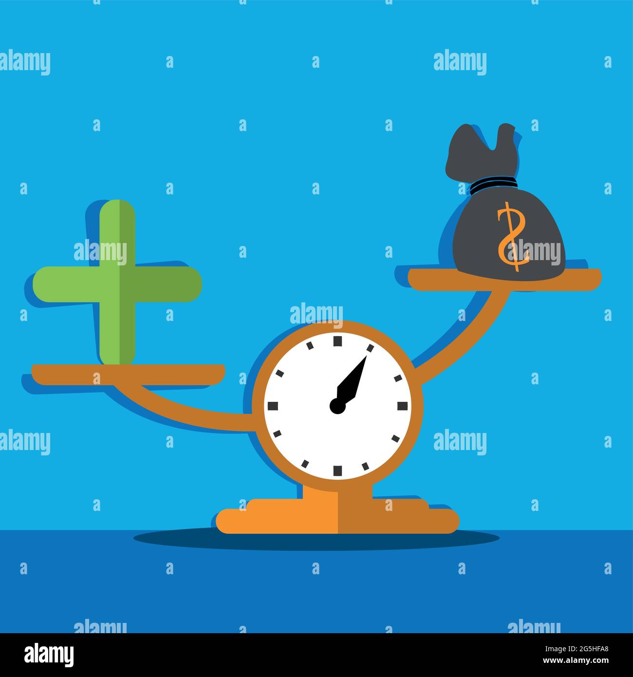 Scales between money and health. Vector Illustration Stock Vector Image ...