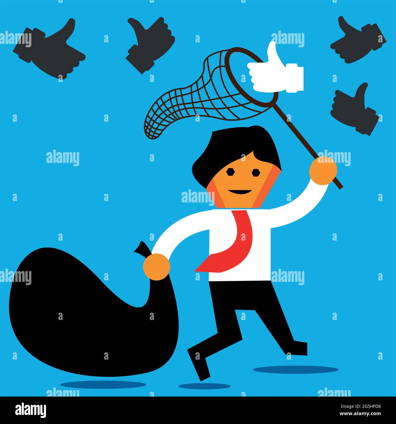 Businessman trying to catch flying like with a butterfly net.The Vector ...