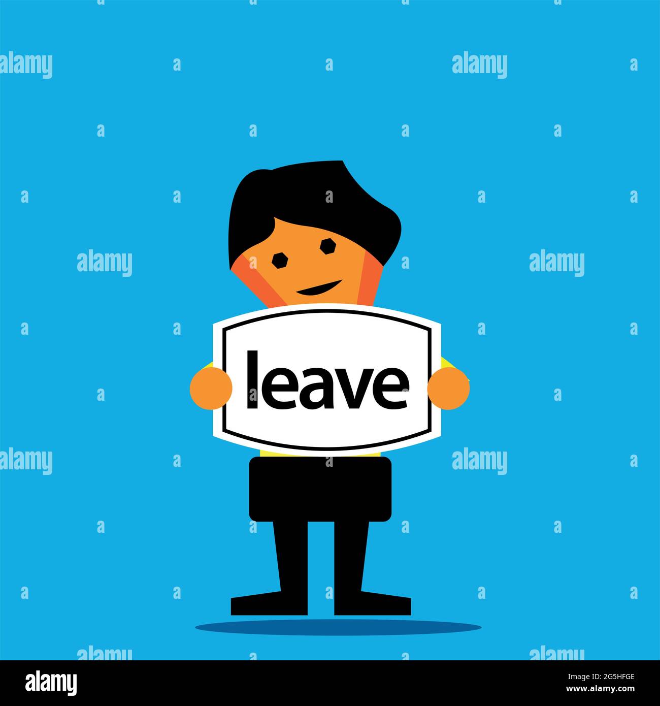 Leave and businessman. Vector illustration on blue background Stock ...