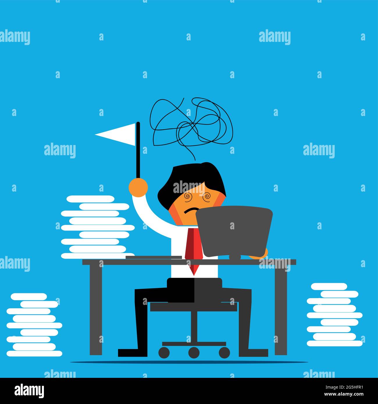 Office Worker surrender Vector Illustration. Flat design Stock Vector ...