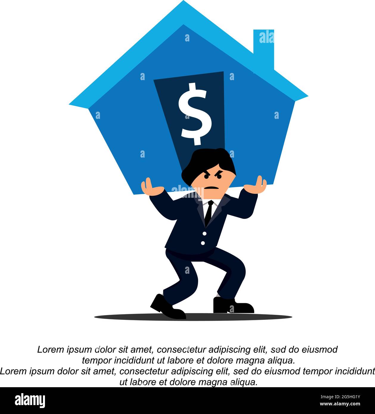 Man carrying heavy debt house. Flat designs Stock Vector Image & Art ...