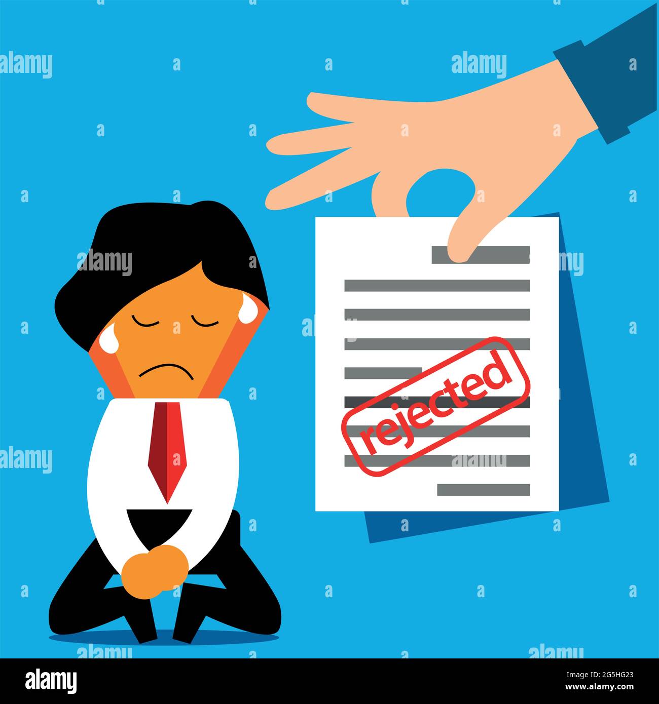 Rejected and businessman. Vector illustration on blue background Stock ...