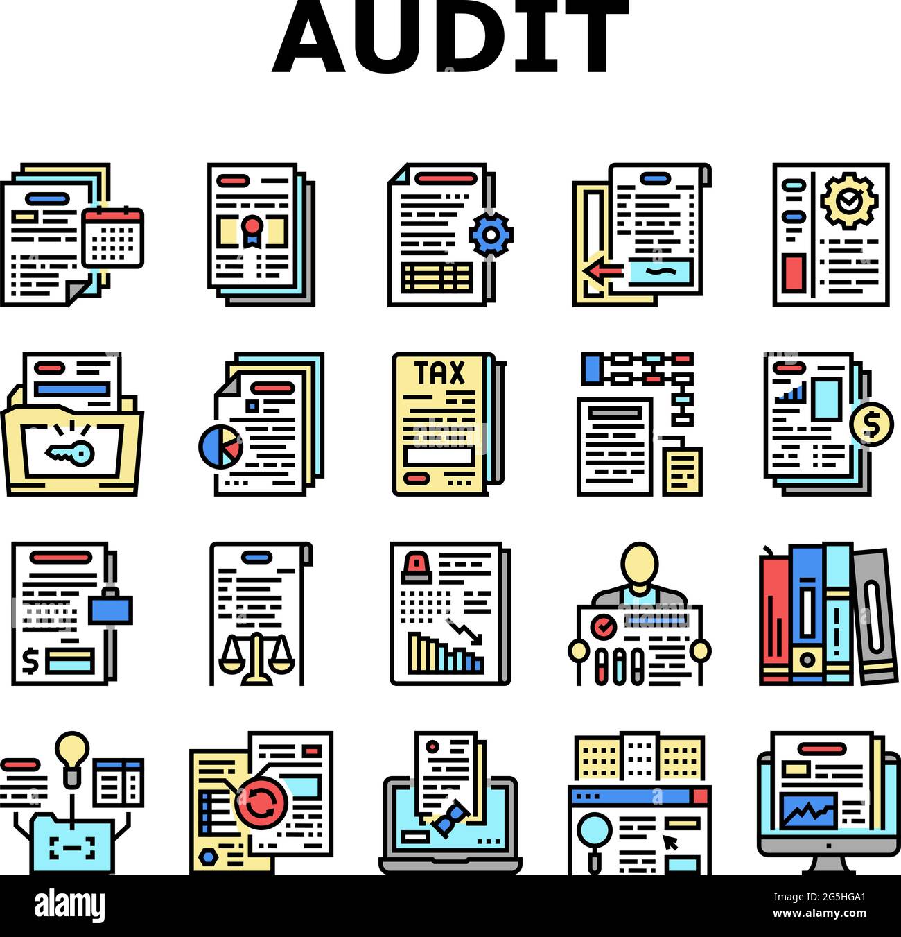Business Finance Audit Collection Icons Set Vector Stock Vector Image ...