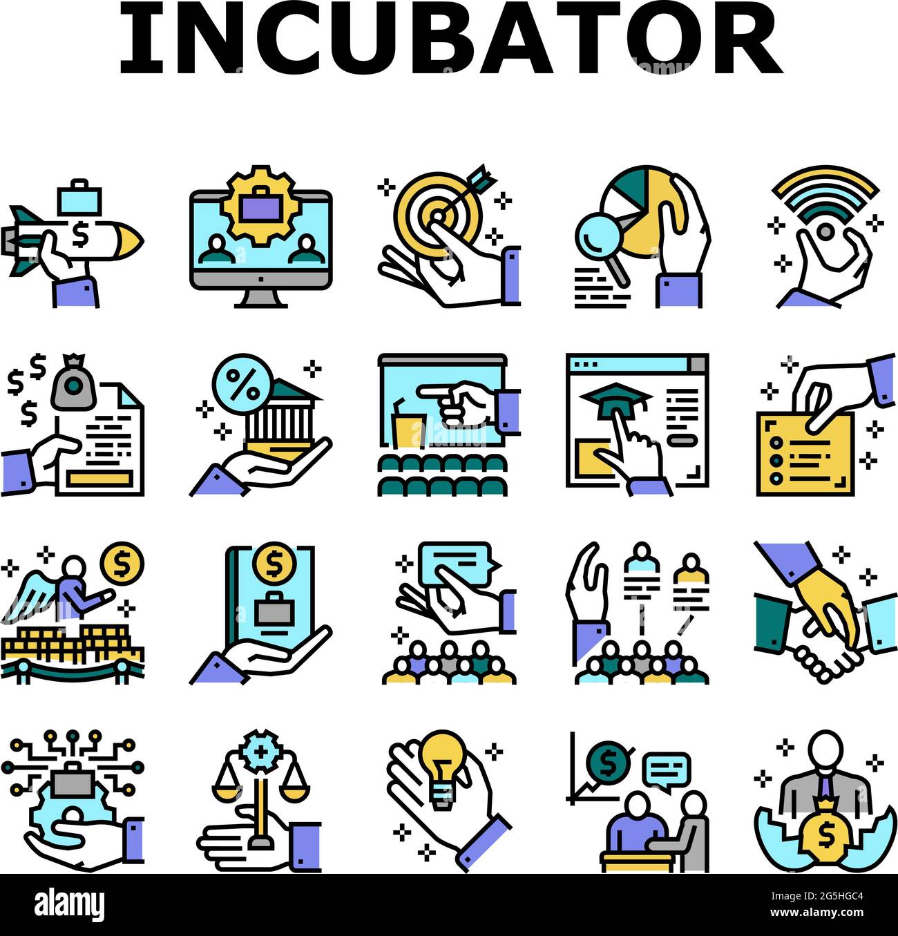 Business Incubator Collection Icons Set Vector Stock Vector Image & Art ...