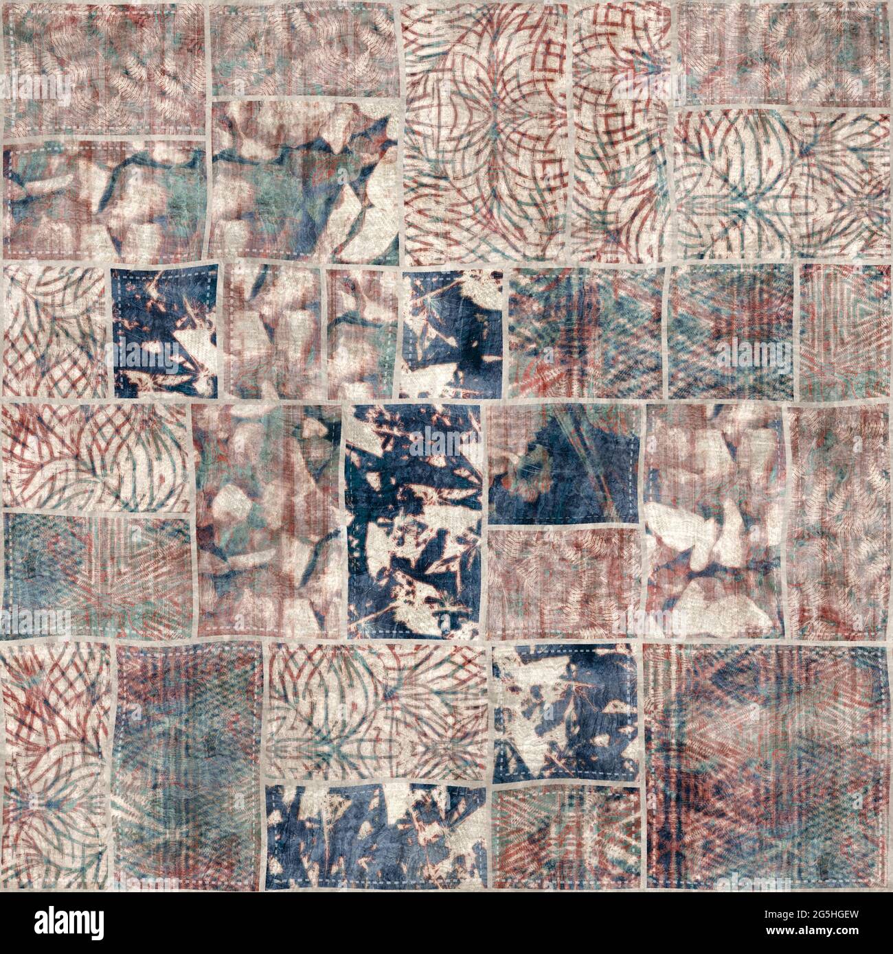 Seamless patchwork collage mix quilt pattern print Stock Photo - Alamy