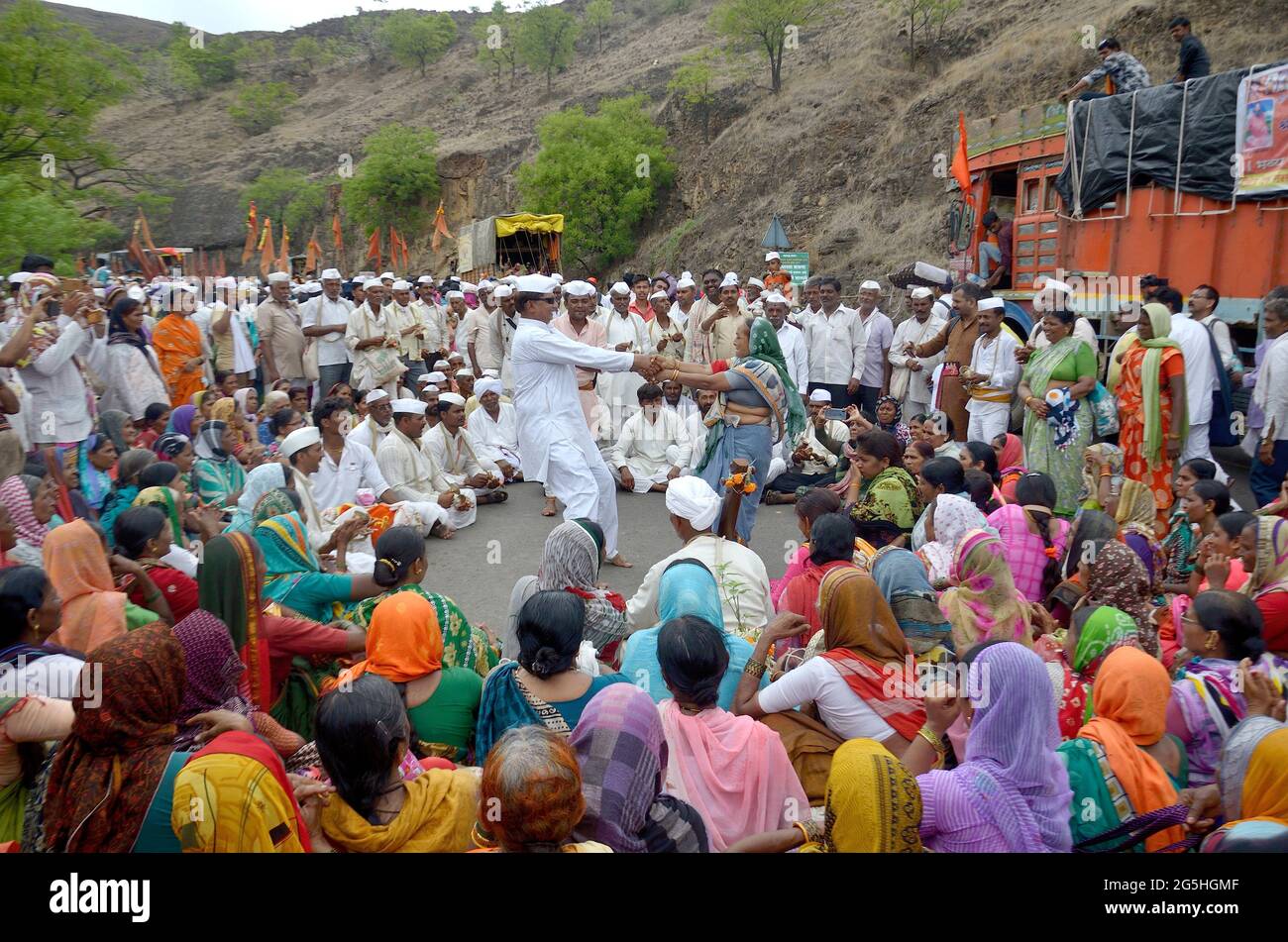 Dive Ghat, Pune, Maharashtra, India 26 June 2019 During Pandharpur wari ...