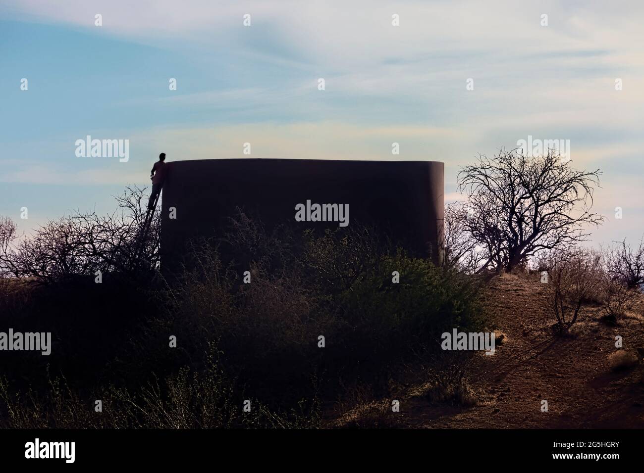 Water tank in the desert on the Arizona Trail, Kearny, Arizona, U.S.A ...
