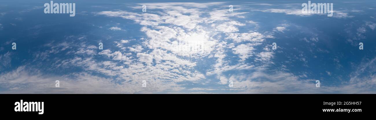 Blue sky panorama with Cumulus clouds. Seamless hdr 360 degree pano in ...