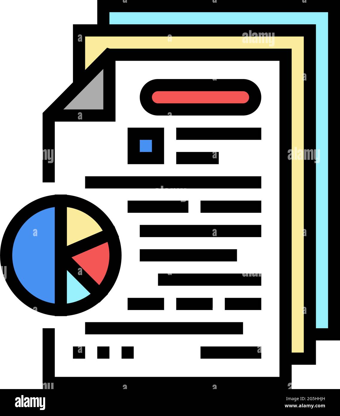 researching financial audit and chart color icon vector illustration ...