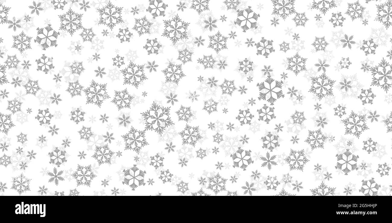 Winter seamless pattern with grey snowflakes on white background ...