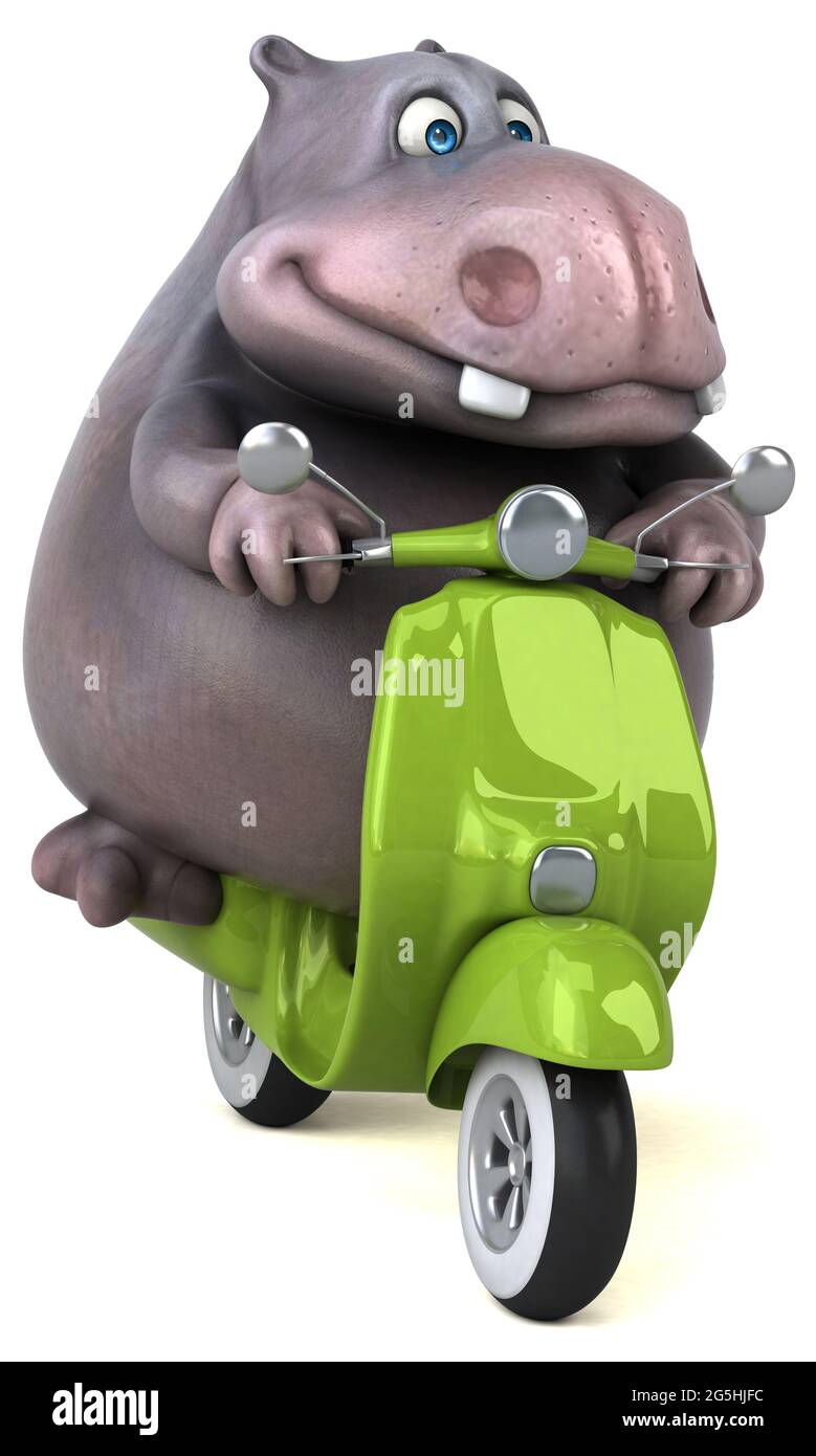 Fun hippo - 3D Illustration Stock Photo - Alamy