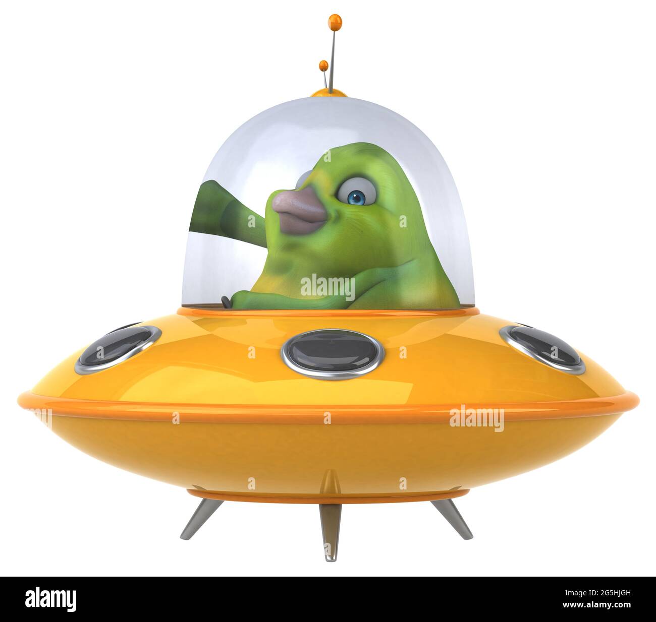 Fun green bird - 3D Illustration Stock Photo - Alamy