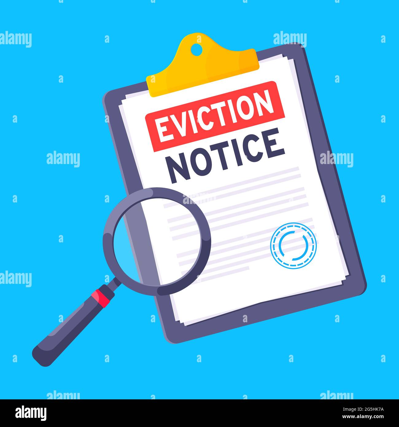 Eviction notice legal document on the clipboard paper sheets with stamp ...