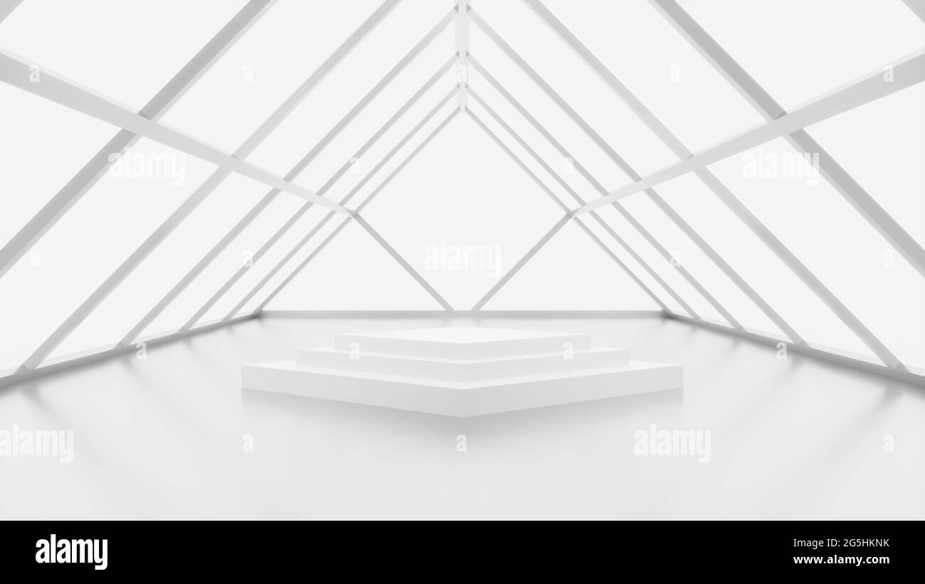 White Modern futuristic mock up scene with triangle showcase, abstract ...