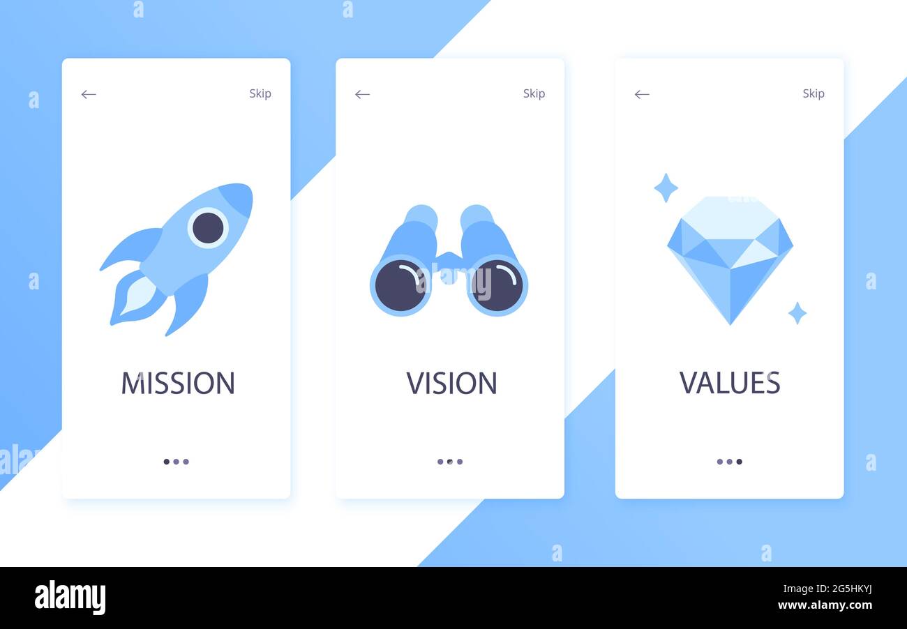 Mission, vision and values flat style design icons signs web concepts ...