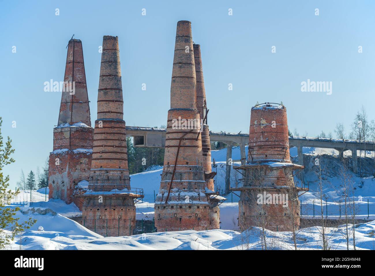 Ruins of lime kilns on the old marble and lime factory on March ...