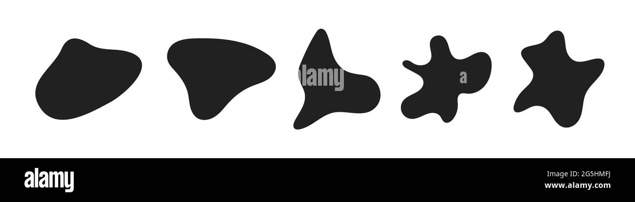 Abstract liquid organic black irregular blotch shapes flat style design ...