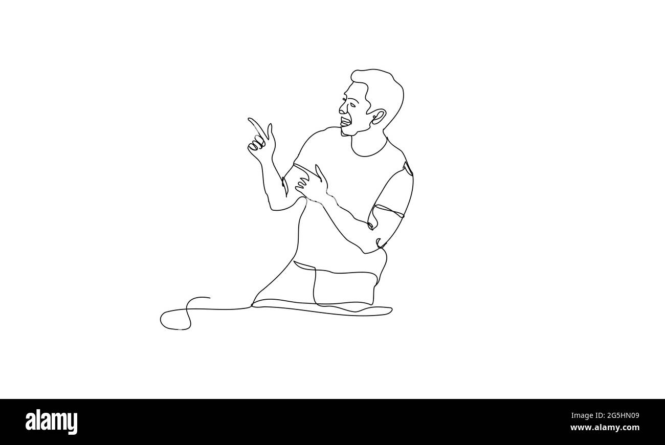 Side View Portrait Of Smiling Young Handsome Continuous One Line Art ...