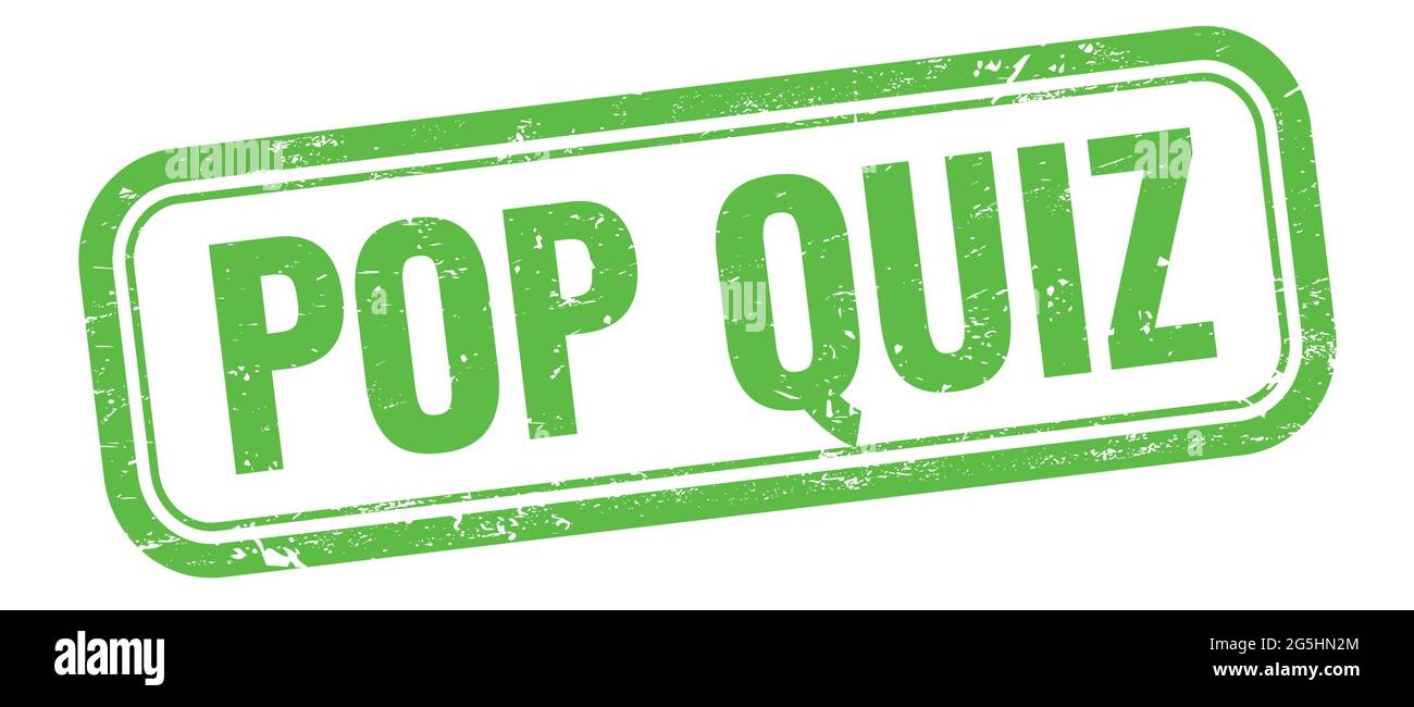 POP QUIZ text on green grungy vintage rectangle stamp Stock Photo - Alamy