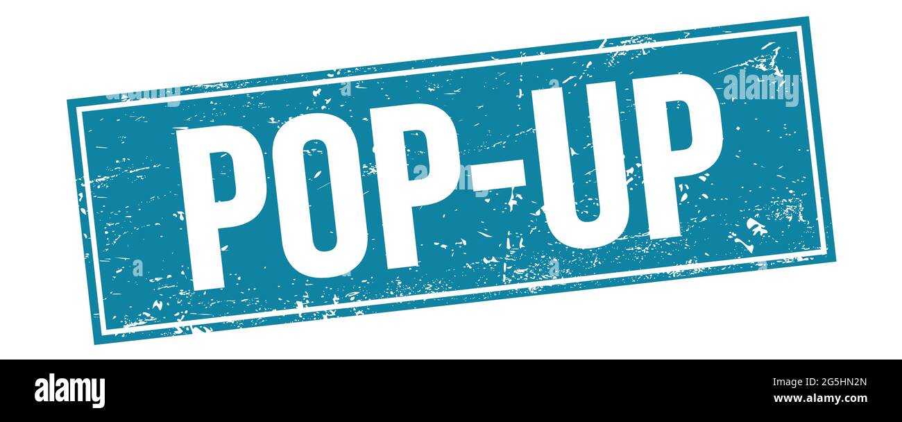 POP-UP text on blue grungy rectangle stamp sign Stock Photo - Alamy