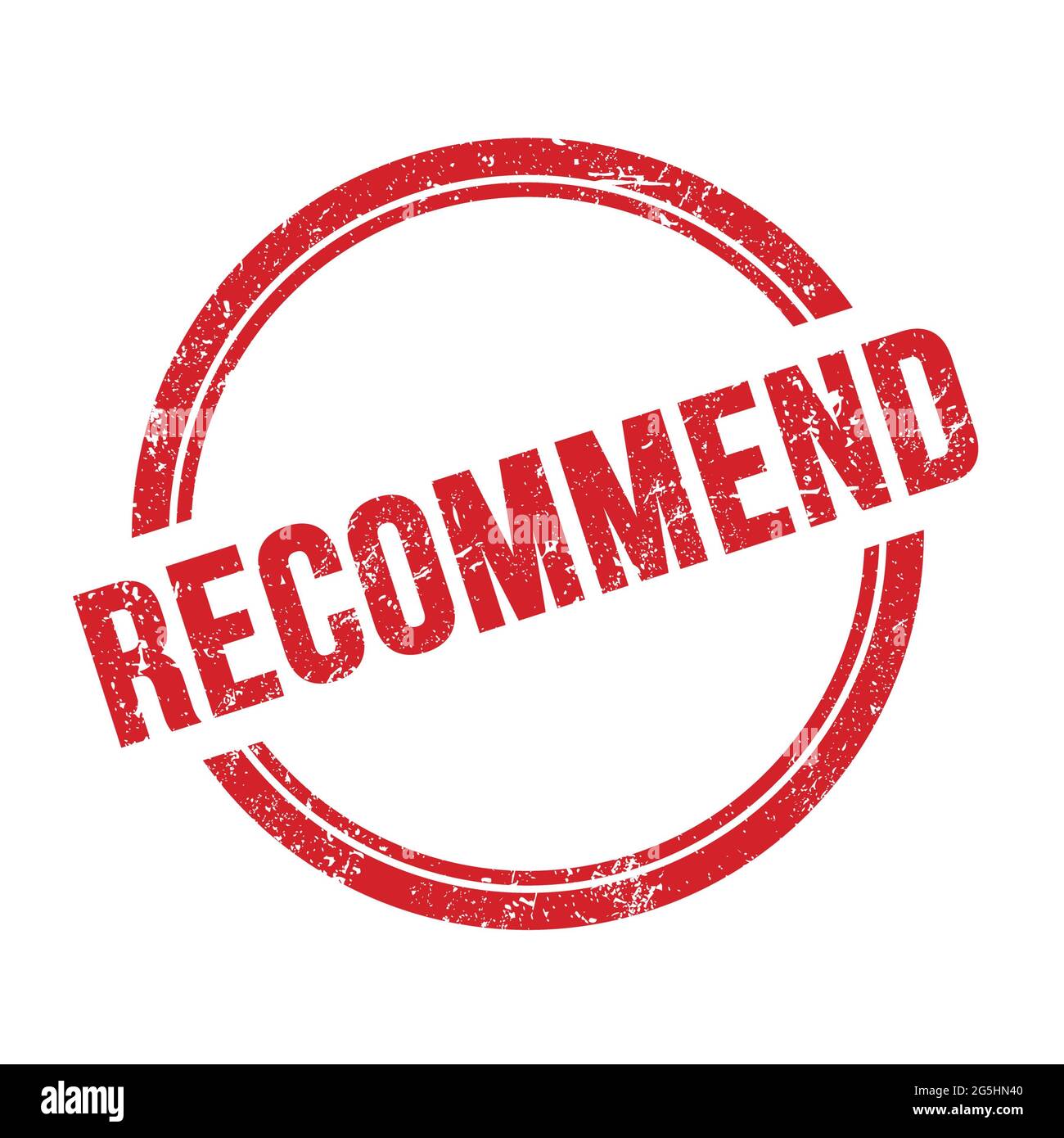 RECOMMEND text written on red grungy vintage round stamp Stock Photo ...