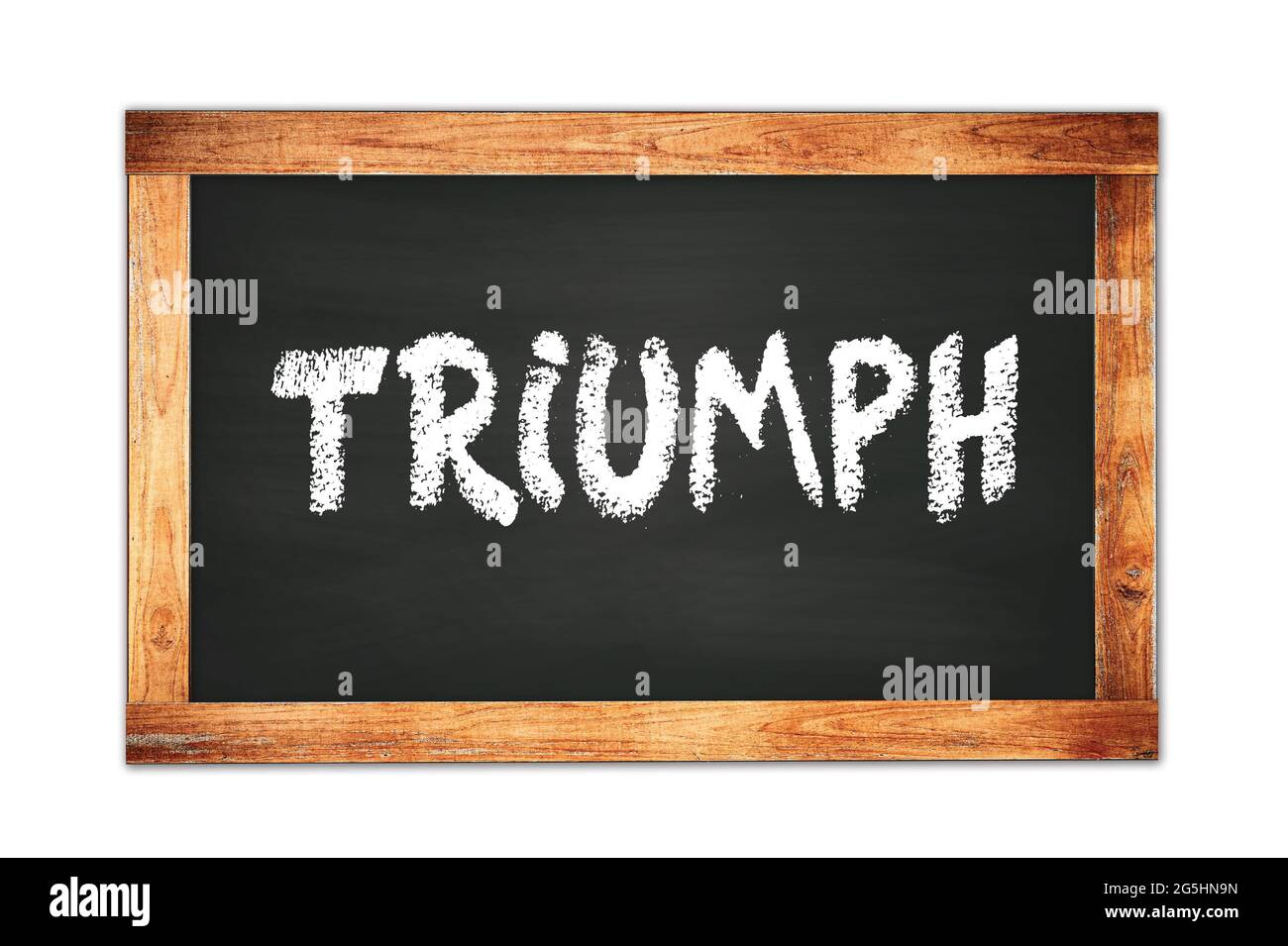 TRIUMPH text written on black wooden frame school blackboard Stock ...