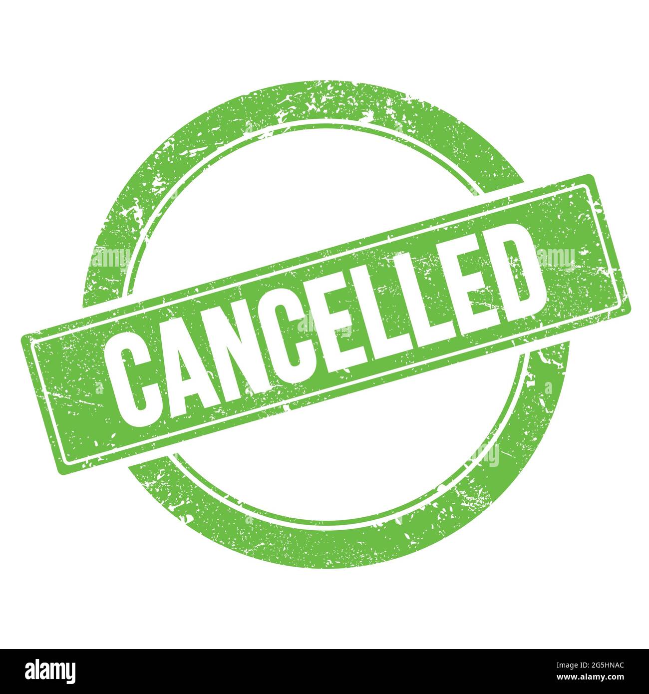 CANCELLED text on green grungy round vintage stamp Stock Photo - Alamy