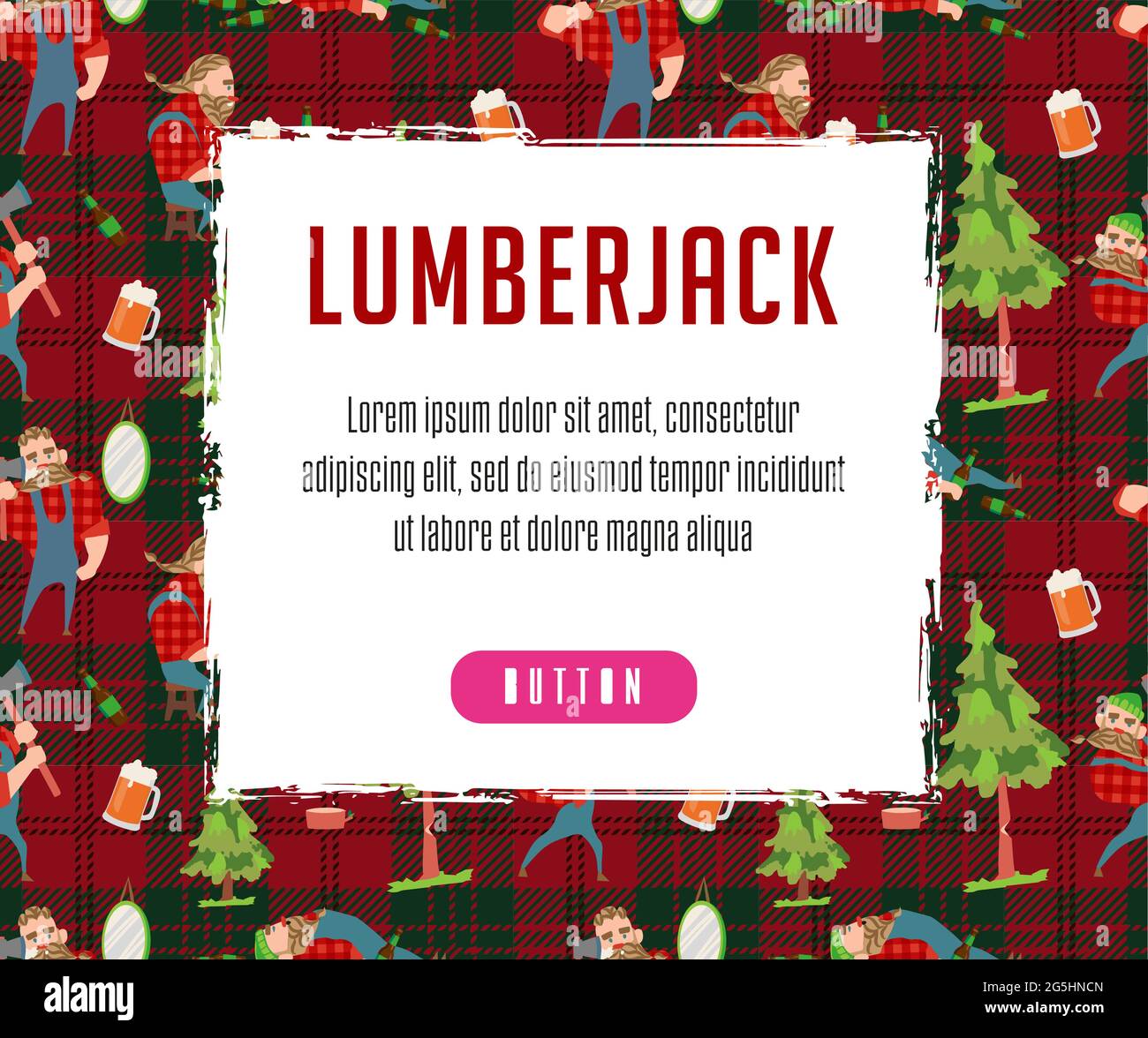 Lumberjack and lumberjack with beard concept and matching thin line ...