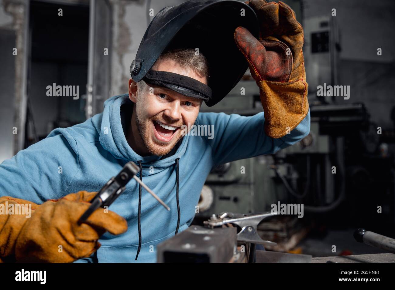 Happy welder hi-res stock photography and images - Alamy