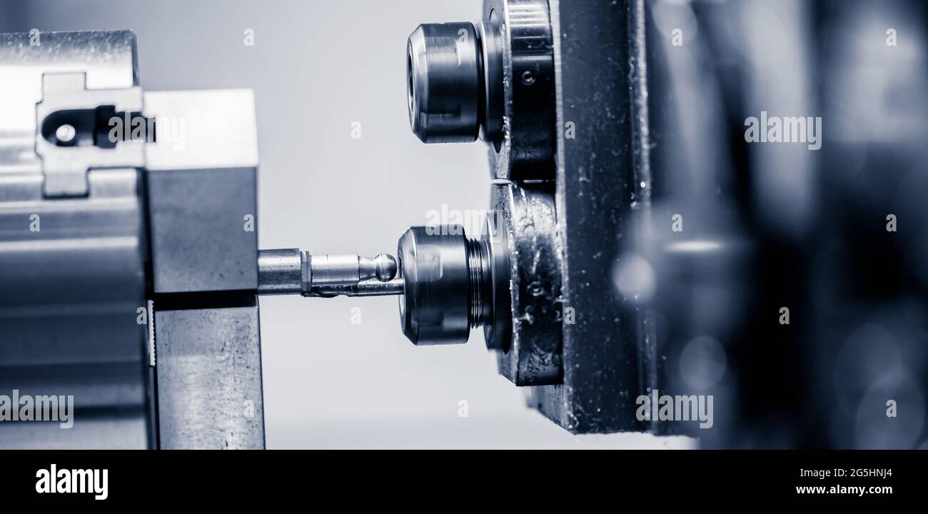 Auto CNC turning with robot drill milling factory. Concept banner metal ...