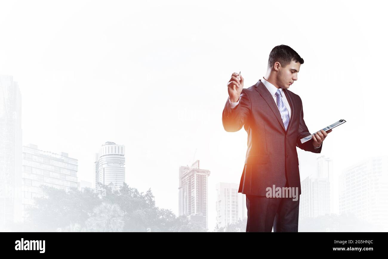 Front view of man in business suit and tie Stock Photo - Alamy