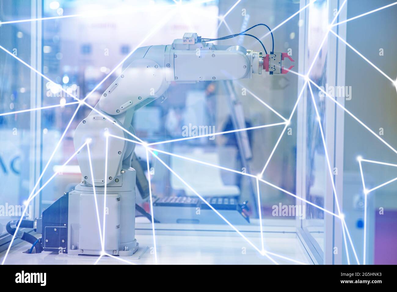 Automatic machine robot arm tool in manufacture factory. Concept smart ...