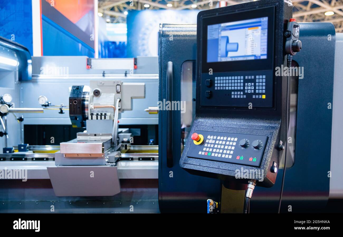 Modern control panel CNC metalworking machine. Industry automation ...